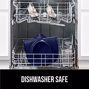 GORILLA GRIP 100% Waterproof BPA Free Cat and Dog Bowls Silicone Feeding Mat Set, Stainless Steel Bowl Slip Resistant Raised Edges, Catch Water, Food Mess, No Spills, Pet Accessories, 1 Cup, Navy