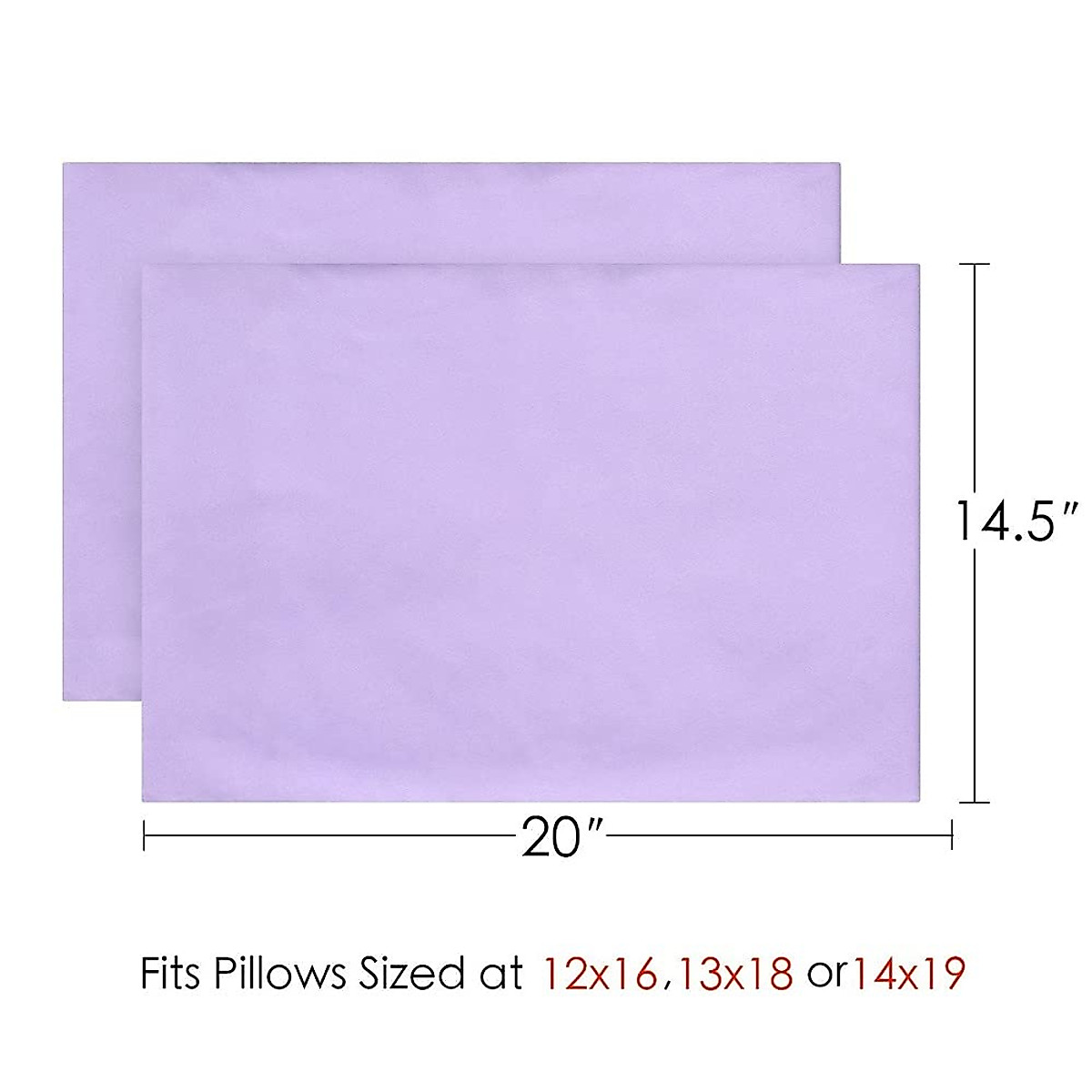 Toddler Travel Pillowcases Set of 2, 14x20- Fits Pillows Sized 12x16, 13x18 or 14x19, 100% Silky Soft Microfiber, Envelope Closure Machine Washable Kids Pillow Cases, White (Purple)