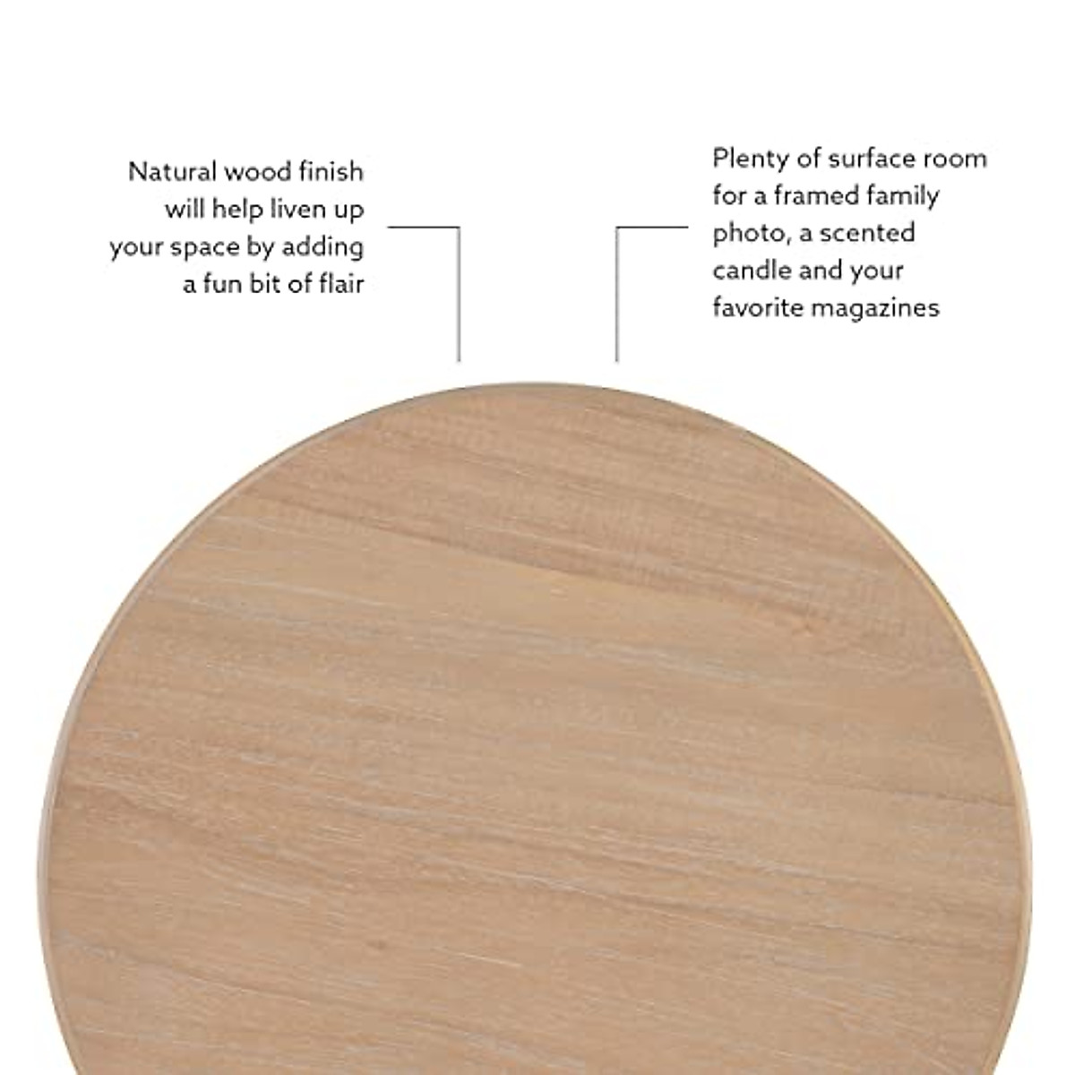 Powell Natural Tarkin Round Wood Turned Spindle Pedestal Side Accent Table