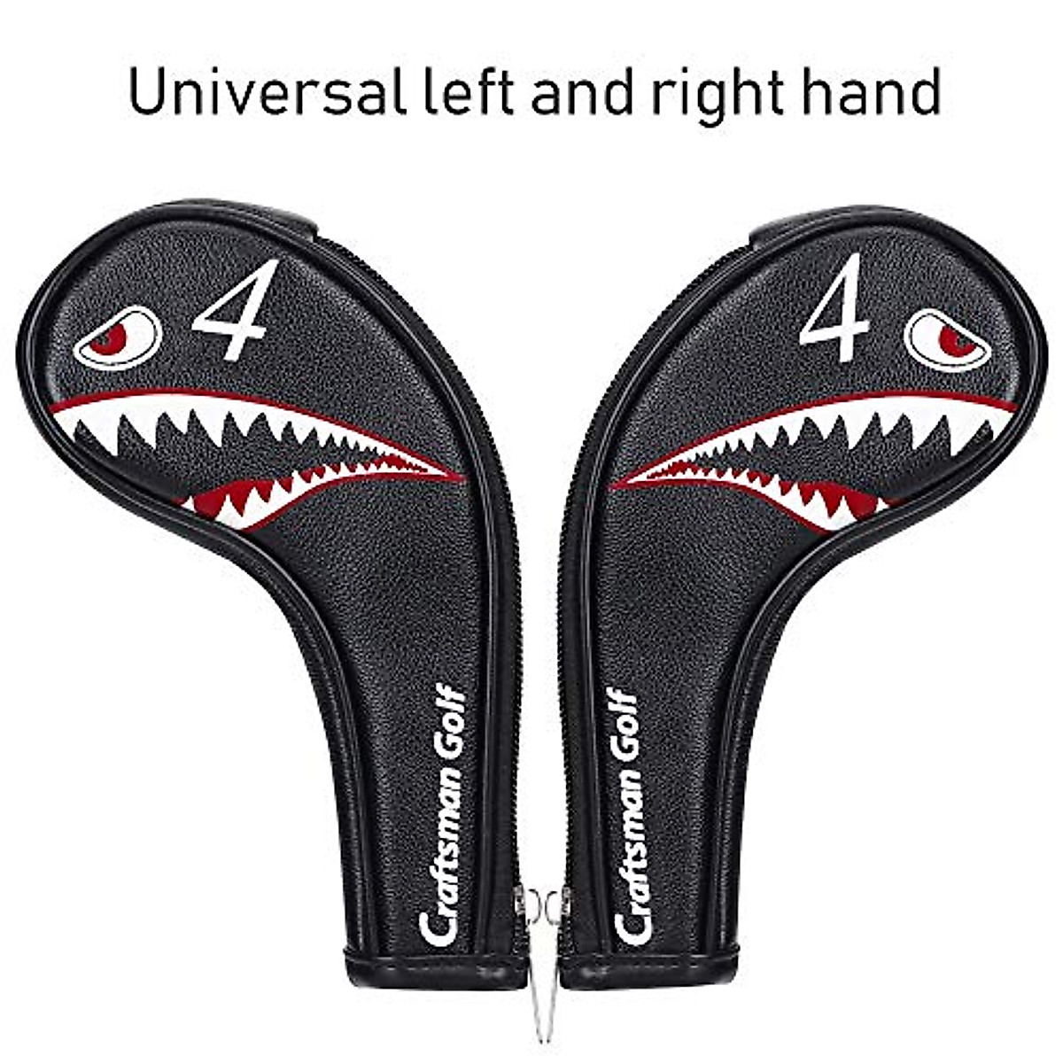 Craftsman Golf 10pcs/Set Shark Golf Club Iron Head Covers Headcover with No. on Both Sides Suitable for Right and Left Handed Golfer Zipper Closure (Iron Headcover)