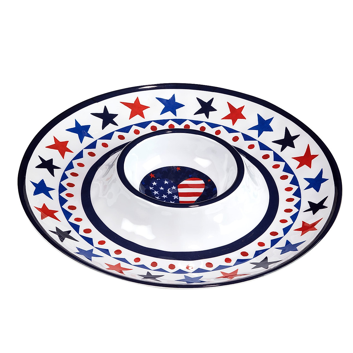 Certified International Stars & Stripes Melamine Hostess/Serving Set, Multicolor, Large, 3 Piece
