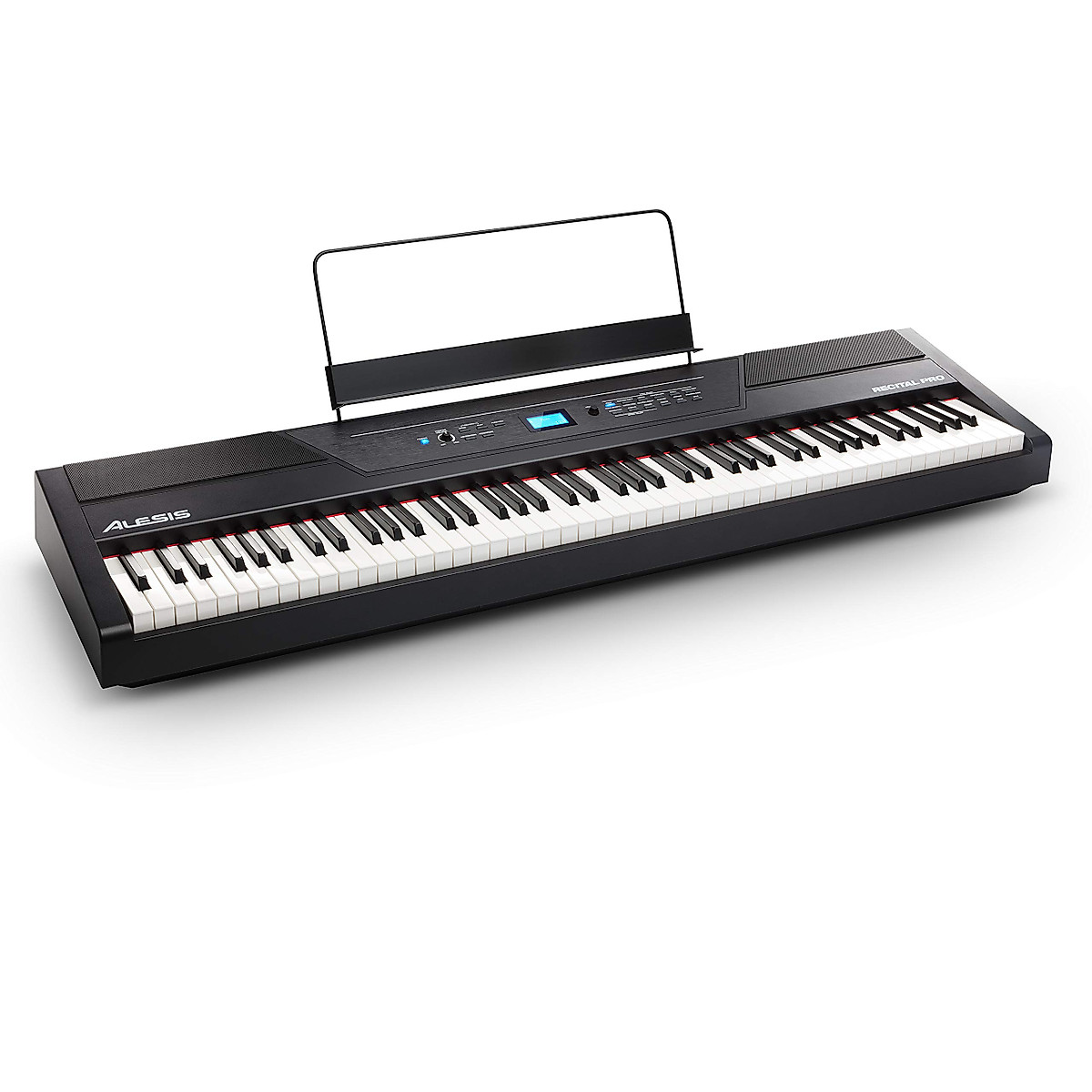 Alesis Recital Pro - 88 Key Digital Piano Keyboard with Hammer Action Weighted Keys & RockJam KB100 Adjustable Padded Keyboard Bench, X-Style, Black