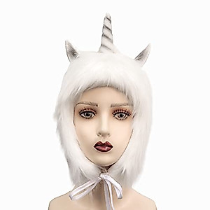 Lycaeus Novelty Unicorn Hat Half Face Mask Deluxe Novelty Christmas Costume Party Latex Animal Head Mask Christmas Hat