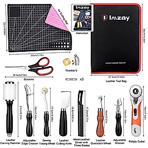 IMZAY 415Pcs Leather Tooling Working Kit, Compact Beginner Leather Tools and Supplies with Leather Stitching Sewing Carving Cutting Crafting Tools for Leather Sheath Wallet Belt Boot Seat Sewing