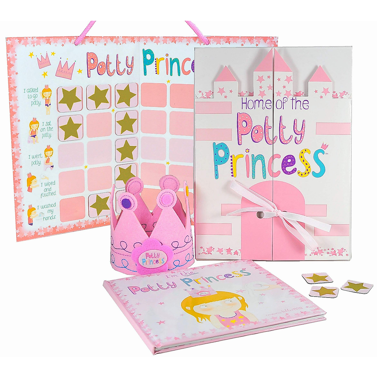 Tickle & Main Princess Potty Training Gift Set with Book, Potty Chart, Star Magnets, and Reward Crown for Toddler Girls