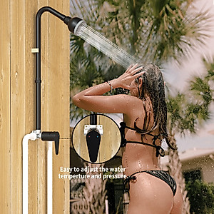Outdoor Shower Stainless Steel Exposed Shower Head Kit, Environmentally Friendly Faucet, Shower Head Outdoor Backyard Poolside Beach Pool Spa for Easy Installation, Matte Black