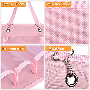 Mightree Vinyl Roll Holder, Wall Mount Vinyl Roll Organizer, Foldable Vinyl Holder Bag for Craft Collecting Vinyl Paper, Wrapping Paper, Hanging Door Vinyl Bag with 24 Compartments, Pink