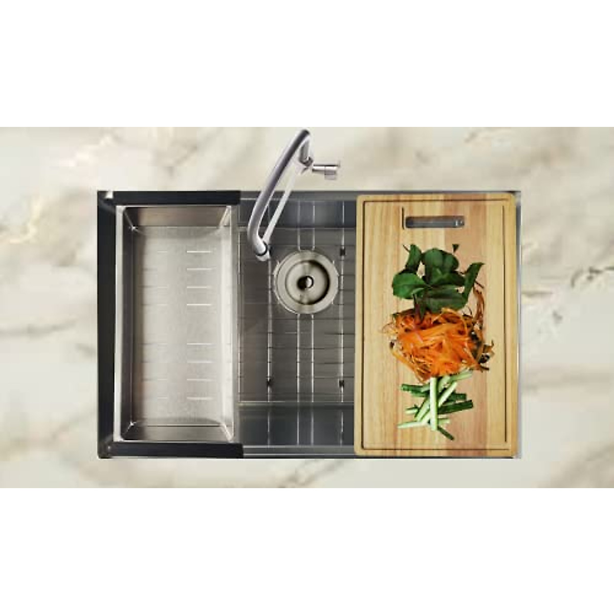 BlueBay Workstation Stainless Steel 28'' undermount Sink with 5 Gourmet Accessories