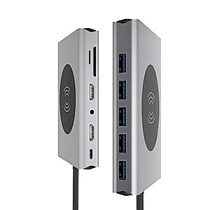 Feilx Ultra-Slim Data USB Hub, USB Type C Hub USB 3.0 Type-C Hub to HDMI Adapter 4K Thunderbolt 5 USB C Hub with TF SD Reader Slot PD