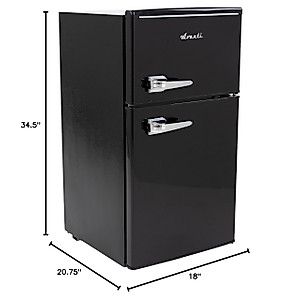 Avanti RMRT30X1B-IS Mini Fridge with Freezer 3 Cu. Ft. Capacity Retro-Styled for Home Office or Dorm, Manual Defrost and Adjustable Temperature, 3 Cu.Ft, Black