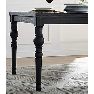 Roundhill Furniture Leviton Urban Style Dark Washed Wood Dining Set: Table and 6 Chairs, Purple