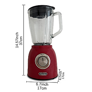 MoJone Powerful Kitchen blender, Ice Crusher Mixer, 1.5LG 50oz Glass Jar, 6 pieces 304 stainless steel blades,21000RPM high speed,ABS Body safely blending with longer lifespan (red)