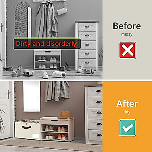 2 Pack Large Shoe Organizer for Closet, Adjustable Dividers Shoe Storage Bins Boxes, Foldable Shoe Holder Cube Containers with Clear Cover for Men’s shoes, High heel,Sneaker,Slippers,Boots(Beige).