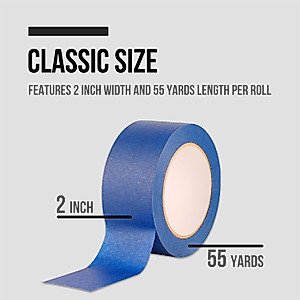 Lichamp Blue Painters Tape 2 inches Wide, 10 Pack Blue Masking Tape Bulk Multi Pack, 1.95 inch x 55 Yards x 10 Rolls (550 Total Yards)