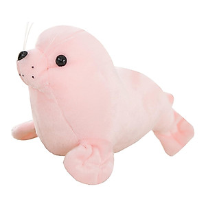 zhidiloveyou Seal Plush Stuffed Animal Pink Cute Seal Toy Pillow Kawaii Doll for Kids, 9 inch