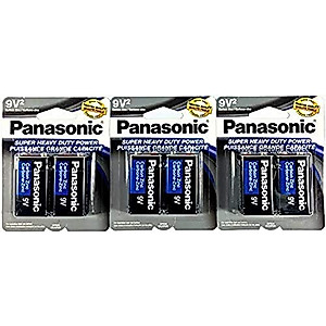 6Pc Size 9V Panasonic Batteries Super Heavy Duty Power Zinc Carbon