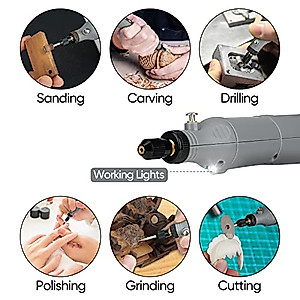 JEDIA Cordless Rotary Tool Kit, Father's Day 5-Speed Variable and USB Charging Cable Mini Power Rotary Tools, 3.7V with 45pcs Accessories for Fathers Gift, Sanding, Engraving, Polishing(Grey)