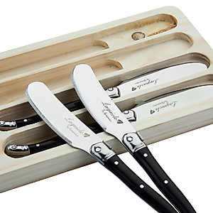 Laguiole by FlyingColors Butter Spreaders Knife Set Cheese Knife Set Stainless Steel Black Color Handle 4 Pieces