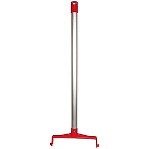 SPARTA Upright Dustpan with Aluminum Handle, Serrated Edge for Broom Combing, Secure Yoke Lock with Easy Storage Hanging Hole for Commercial Cleaning, Plastic, 30 Inches, Red