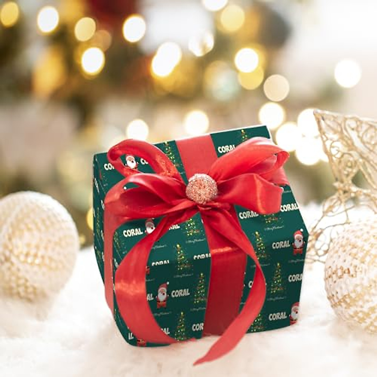 Custom Christmas Wrapping Paper for Kids with Name, Gift Wrapping Paper for Christmas Gifts Wrap, Christmas Wrapping Paper Jumbo Rolls for Adult, Personalized Christmas Wrapping Paper Clearance