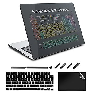 SanMuFly Compatible with MacBook pro 16 Case 2021 Release A2485 M1 Pro/Max,Printed Crystal Black Shell & Keyboard Cover & Screen Protector,Chemistry Science Periodic Table of The Elements Case