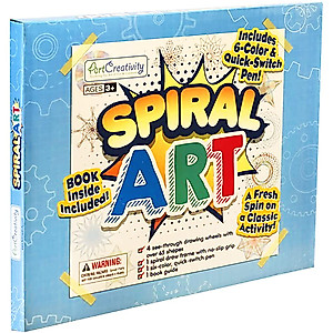 ArtCreativity Spiral Drawing Art Set for Kids - 7 Piece Kit - Includes 6-in-1 Color Pen, Drawing Templates and Sketching Pad - Unique Arts and Craft Supplies - Great Gift for Boys and Girls