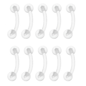 Oasis Plus 10pcs 16G Clear Flexible Bioplast Retainer Eyebow Ring Piercing for Jestrum Lip, Vertical Labret, Snake Bites, Rook, Bridge