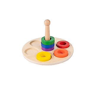Adena Montessori 6 Rings on Peg Baby Toys for 1 Year Old Infant Toddlers