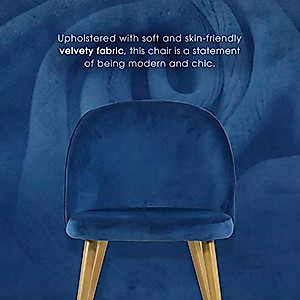 ivinta Royal Blue Dining Chairs Set of 2, Upholstered Velvet Accent Chairs for Living Room Dining Room Kitchen, Modern Side Chairs with Gold Legs…