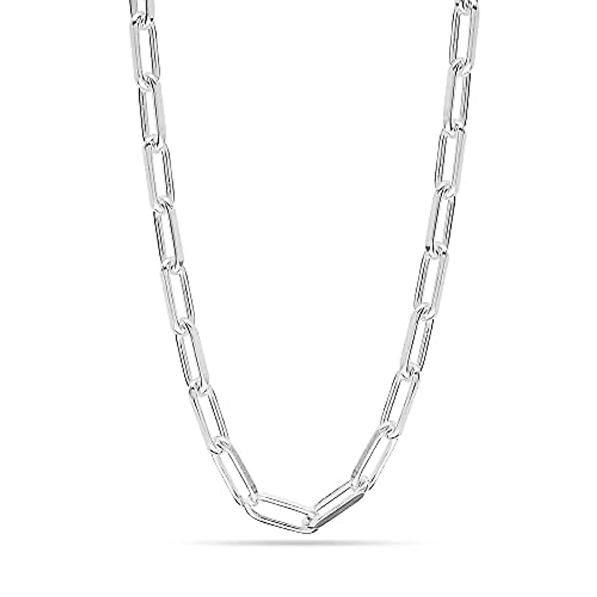LeCalla 925 Sterling Silver Italian 4.5 MM Diamond-Cut PaperClip Link Chain Necklace for Women 24 Inches