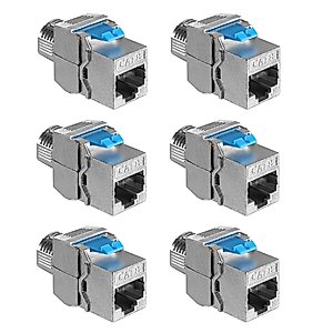 kwmobile Keystone Module Jacks - 6 Piece CAT-8 Shielded Keystone Jack RJ45 Cat 8 Ethernet Module 40 Gbit with Shielded Metal Housing