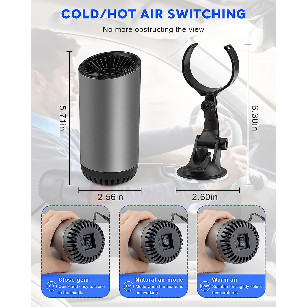 Car Heater, Portable Windshield Defroster Defogger,12V 150W Car Heater Fast Heating & Cooling Fan Thermostat with Plug in Cigarette Lighter