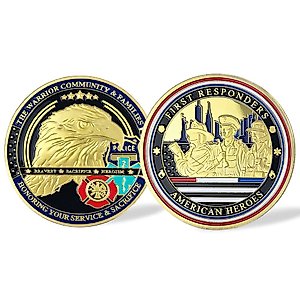 First Responders Challenge Coin American Heroes EMS Police Firefighter Gift
