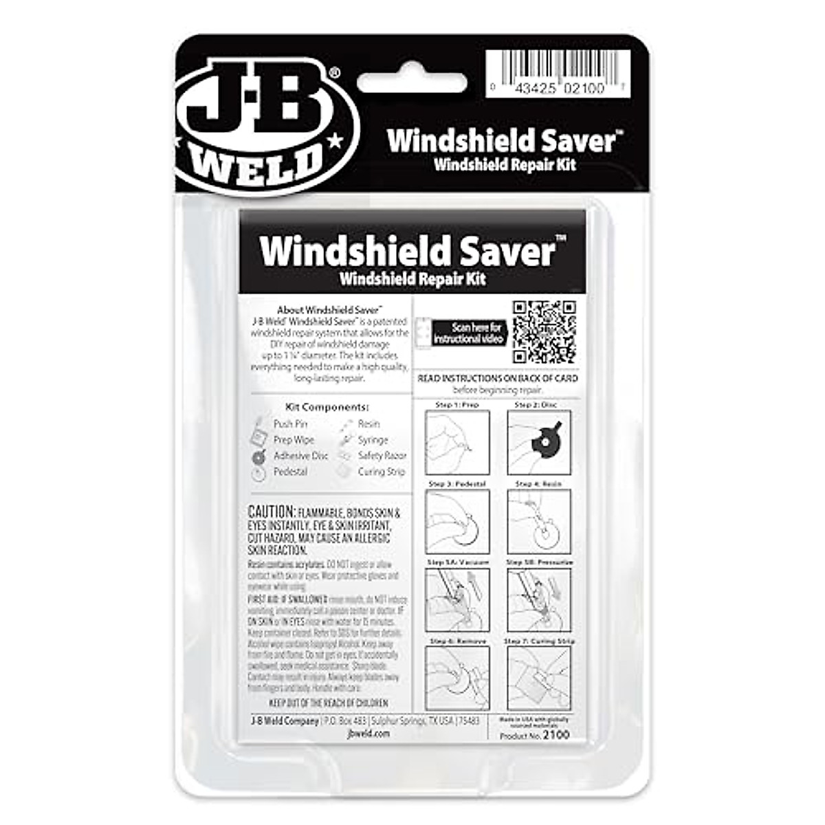 J-B Weld 2100 Windshield Saver Repair Kit, 2 fl. oz