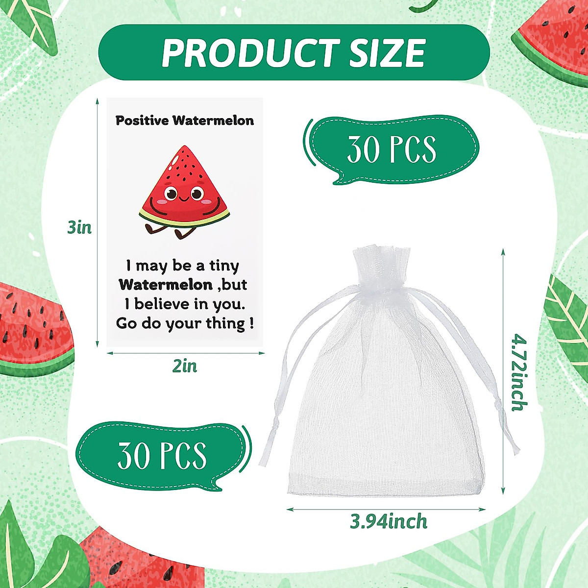 Quelay 30 Sets Positive Inspirational Fruit Keychain Bulk Employee Appreciation Gift Mini Fruit Cards Organza Bag Christmas Gift