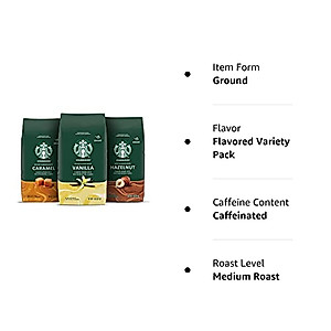 Starbucks Flavored Ground Coffee—Variety Pack—Naturally Flavored—3 bags (11 oz each)