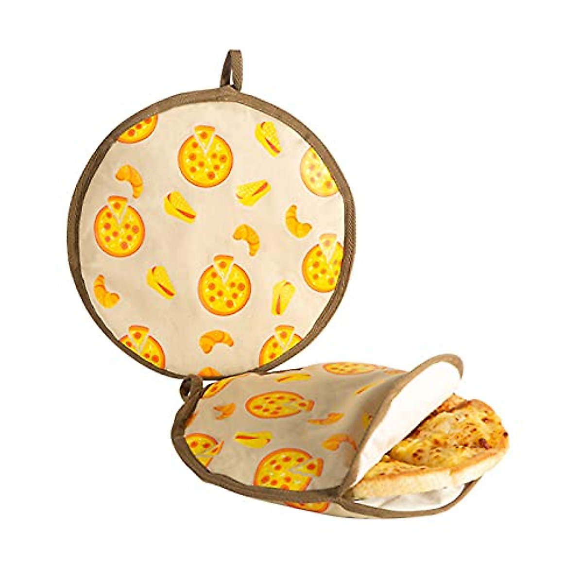 MeiLiZuRL Tortilla Warmer 12” Insulated Bag Warm Tortilla Warmer Pouch Pizza Pattern, Tortilla Warmer Container for Work Outdoor Travel Picnic, Tortilla Holder, Cloth Pouch to Keep Food