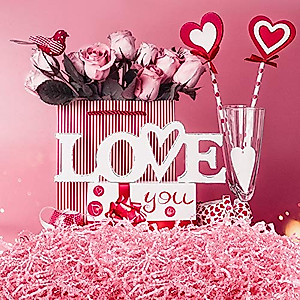 3 Bags Valentine’s Crinkle Cut Papers Shred Filler Pink Raffia Paper Shreds Pink Tissue Paper Shred Craft Paper for Basket Filling Present Wrapping Wedding Bridal Party Supplies