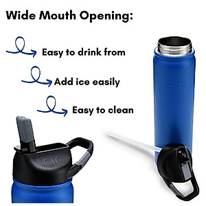 Seriously Ice Cold SIC 27oz Insulated Water Bottle Thermos, Premium Triple Layer Vacuum Stainless Steel, BPA Free Wide Mouth Lid with Carabiner Clip