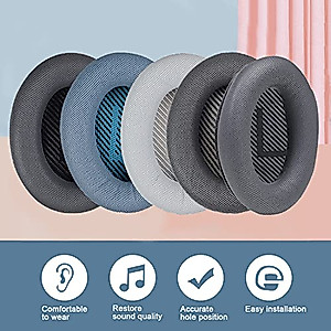 QC45 Replacement Ear Pads Quite-Comfort Protein Leather Earpads Covers Noise Canceling Ear Pads Cushions Earmuff Repair Part for Bose QC45 Headphone (Dark Grey/Grey)