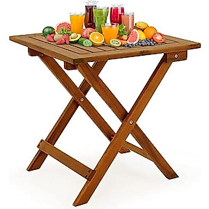 cucunu Outdoor Folding Side Table 18x18“ for Patio, Garden & Camping - Adirondack Table Made of Acacia Wood - Coffee & Dining End Tables