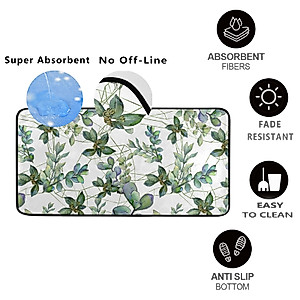 Eucalyptus Rug Eucalyptus Kitchen Rug Mint Green Anti Fatigue Mats for Kitchen Floor Sage Green Kitchen Mat Under Sink Mats Non Slip Soft Standing Mats Runner Carpet 39 X 20 Inch