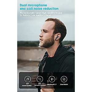 M48-Wireless Bluetooth Headset，Wireless Earbuds，Noise Cancelling Earbud，HD Sound Quality，deep bass，Sports Game headse，IPX6 Waterproof Stereo, Support to Summon The Voice Assistant, Black