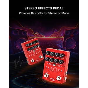 FLAMMA FS22 Stereo Delay & Reverb Combo Effects Pedal Ambient Guitar Pedal with 3 Pairs Combo Effects Reverse Delay Shimmer Reverb Tap Tempo Freeze Trail On Function