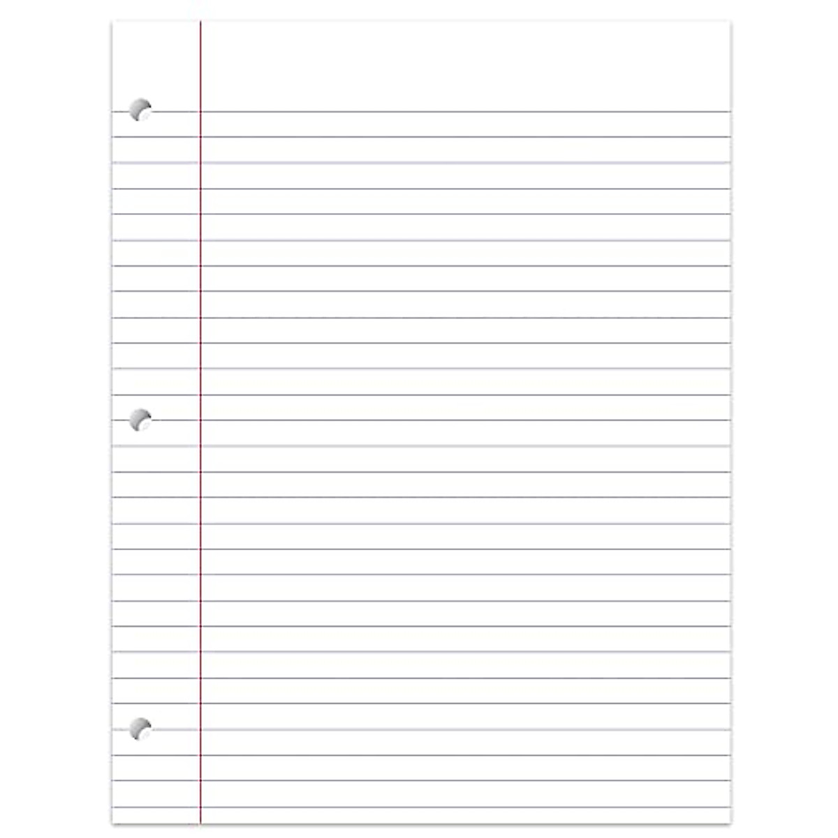 Office Depot Ruled Filler Paper, 3-Hole Punched, 16-Lb, Wide Ruled With Margin, 11in x 8 1/2in, 500 Sheets, 09228OD