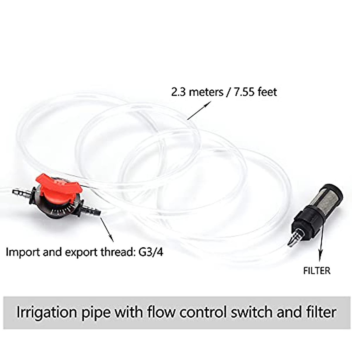 Ciglow Irrigation Venturi Fertilizer Injectors, Garden Irrigation Device Kit G3/4 Fertilizer Injector + Switch + Filter + Water Tube