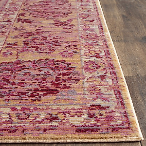 SAFAVIEH Valencia Collection Area Rug - 8' x 10', Pink & Multi, Vintage Boho Chic Distressed Design, Non-Shedding & Easy Care, Ideal for High Traffic Areas in Living Room, Bedroom (VAL113H)