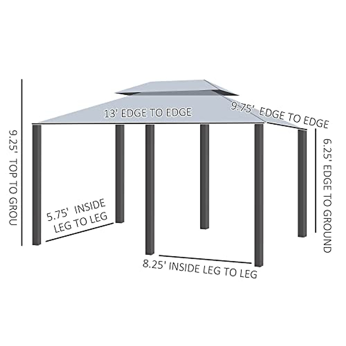 Outsunny 10' x 13' Patio Gazebo, Outdoor Gazebo Canopy Shelter with Curtains, Vented Roof, Steel Frame for Garden, Lawn, Backyard and Deck, Sage Gray