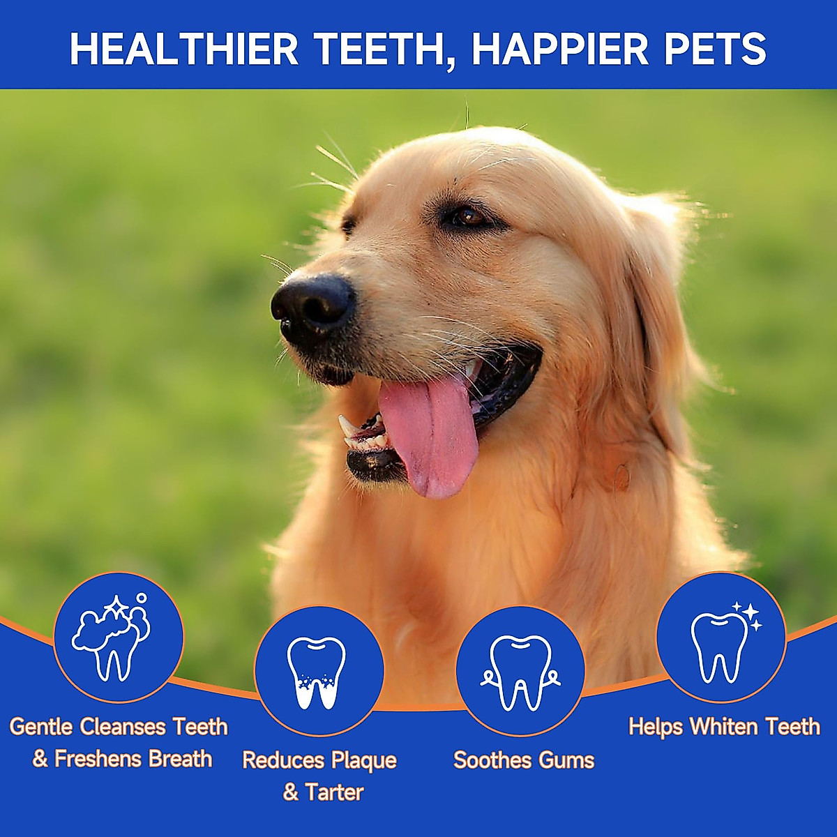 CEMOON Pet Teeth Cleaning Finger Wipes for Dogs & Cats, Freshens Breath by Reducing Plaque and Tartar, Disposable Dental & Gum Care Pet Wipes, No-Rinse Teeth Cleaning Dog Finger Toothbrush, 50 Count