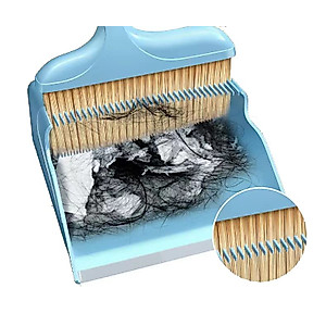 Indoor Broom and Dustpan Set,41" Height Broom with Stand Up Dustpan,Anti-Scratch Edge, 15°Angle Ergonomic Design,Seamless Rubber Strip Fit The Ground to Avoid Dust Leakage,Used for Home Office